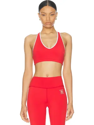 SPORTY & RICH Runner Box V-neck Sports Bra In Red - Sports Red