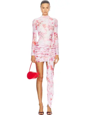 PatBO Floral Haze Stretch Tulle Mini Dress - Vapor