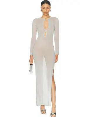 Casablanca Sheer Long Dress - Silver