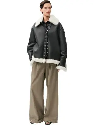 Loewe Luxury Jacket In Shearling White/black