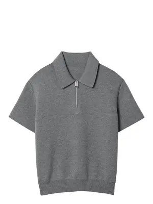 Khaite Gulliame Wool-blend Polo Top - Gray