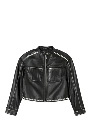 RE/DONE Stud-embellished Biker Jacket - Black