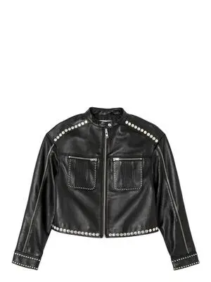 RE/DONE Stud-embellished Biker Jacket - Black