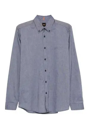 BOSS Button-down Cotton Shirt - Blue