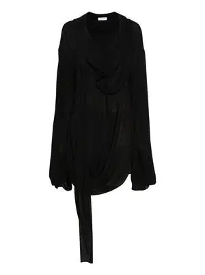Acne Studios Asymmetrical Draped V-neck Long Sleeve Dress - Black