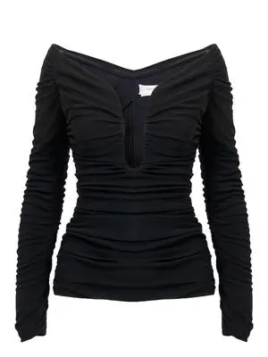 CAROLINA HERRERA Carolina Herrera Ruched U-Neck Top