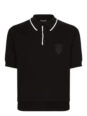 Dolce & Gabbana Logo-embroidered Cotton Polo T-shirt - Black