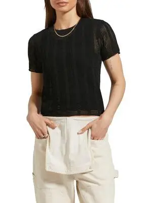 Brixton Sheer Stripe Top - Black