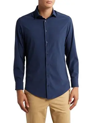 MIZZEN+MAIN Leeward Solid Blue Button-up Shirt