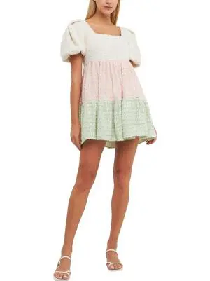 English Factory Colorblock Tweed Mini Dress - Multi