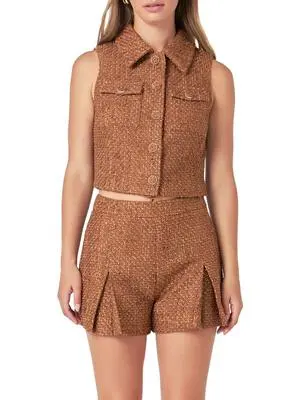 Endless Rose Tweed Vest - Camel