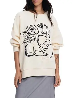 Desigual Patch Sweatshirt - White