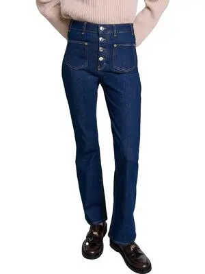 Maje Denim Straight Leg Jeans - Dark Blue