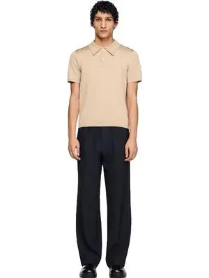Sandro Short-sleeve Knitted Polo Shirt - Oats