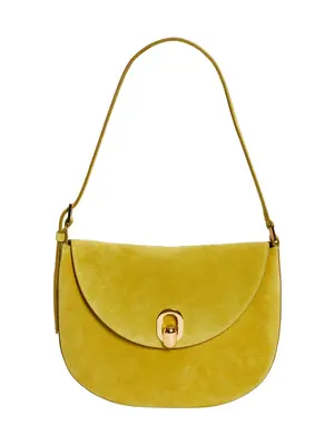 Savette SAVETTE Tondo Suede Hobo Bag Chartreuse
