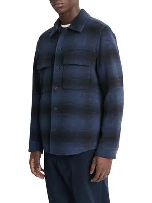 Vince Plaid Splittable Wool Blend Shirt Jacket - Ultramarine