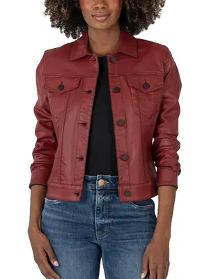 Kut From The Kloth Coated Denim Trucker Jacket Red