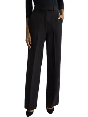 St. John Stretch Cady Straight-leg Pants - Black