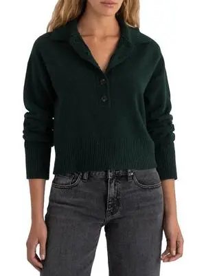 Kut From The Kloth Boxy Half Button Sweater Forest
