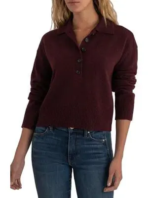 Kut From The Kloth Boxy Half Button Sweater - Raisin