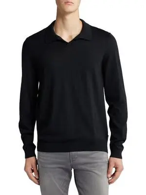 BOSS Enord Long Sleeve Wool Polo Sweater - Black