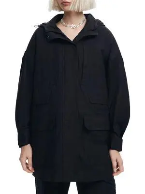 Desigual Floral Padded Coat - Black