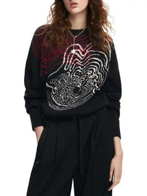 Desigual Toulouse Lacroix Graphic Sweater - Black