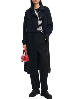 Desigual Desigual Vilma Cotton Twill Trench Coat Blue