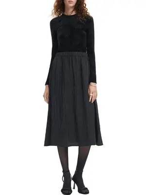 Desigual Chicago Long Sleeve Mixed Media Dress - Black