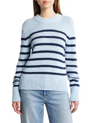 Rails Alise Stripe Cotton Crewneck Sweater - Sky Navy Stripe
