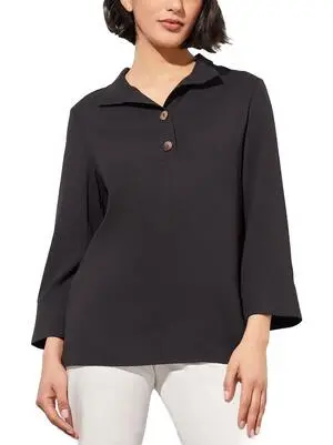 Ming Wang Heritage Fit Crêpe De Chine Top - Black