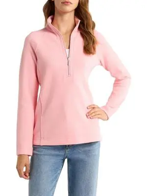 Tommy Bahama Stretch Cotton Half Zip Pullover - Quartz Pink