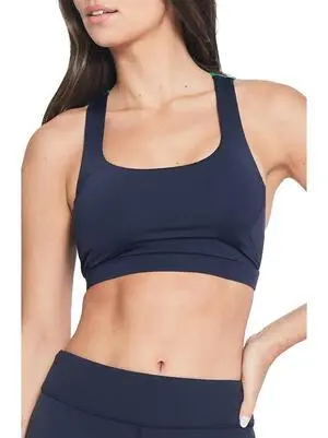 L'ETOILE SPORT Sports Bra - Navy W/ Green Trim