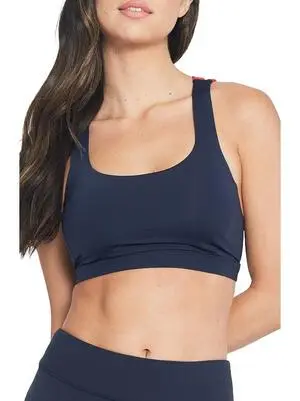 L'ETOILE SPORT Sports Bra - Navy W/ Red Trim