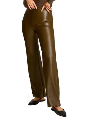 Commando Wide Leg Faux Leather Pants - Cadet