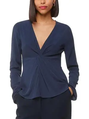 Whistles Twist Front Crinkle Top - Blue
