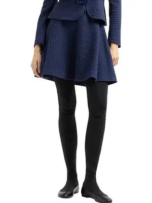 Emporio Armani Waffle Knit Flared Skirt - Midnight Blue