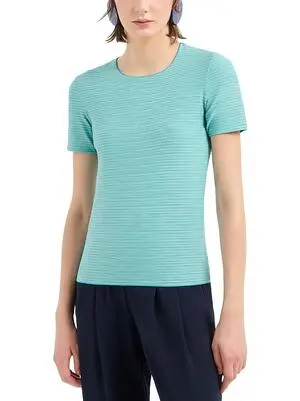 Emporio Armani Stretch Jacquard Jersey Top - Jade