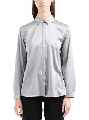 Emporio Armani Stretch Silk Button-up Shirt - Misty Grey