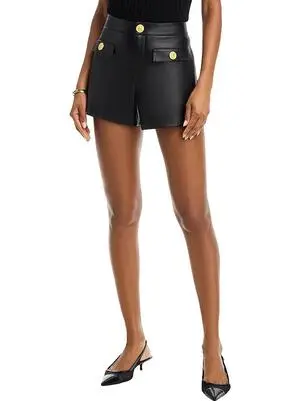 L'Agence Dionne Faux Leather Shorts - Black/gold