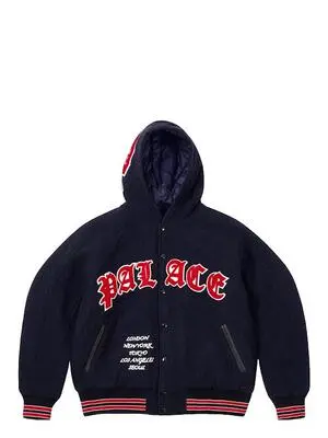 PALACE Hooded Varsity Jacket - Navy Blue