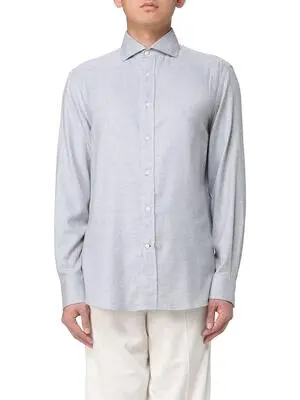 Brunello Cucinelli French Collar Cotton Shirt With Long Sleeves Grey
