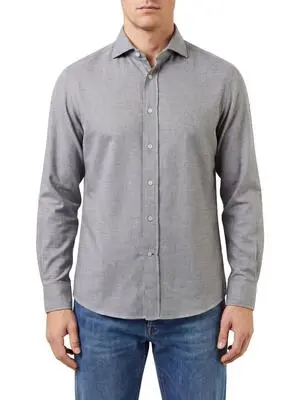 Brunello Cucinelli French Collar Cotton Shirt With Long Sleeves - Grey