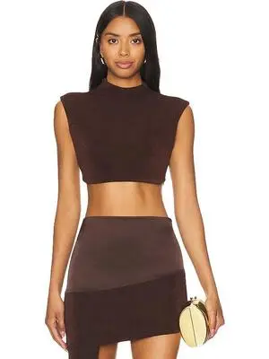 KHANUMS Backless Cropped Tee - Brown