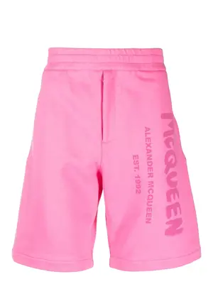 Alexander McQueen Logo Cotton Shorts - Pink