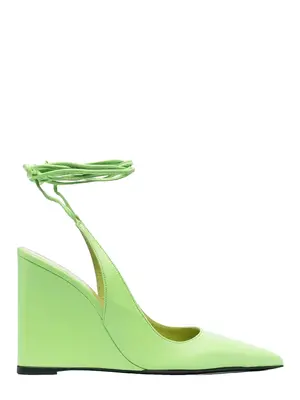 BY FAR PRE By Far Vaughn Leather Wedge Pumps - Green