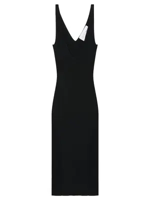 AZ FACTORY BY ESTER MANAS V-neck Ribbed Midi Dress - Black