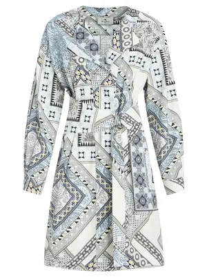 Etro Patchwork Cotton Chemisier Dress - Clear Blue