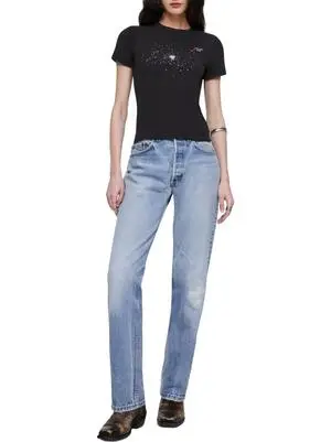 RE/DONE Rhinestone Embellished Cotton T-shirt - Black
