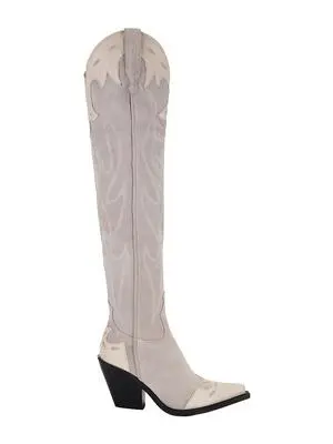 Free People Wild West Thigh High Boots - Light Grey